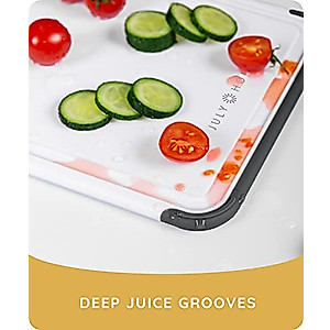 Serveware Accessories for Kitchen, Plastic Cutting Board, Dishwasher Safe Cutting Board with Juice Grooves, Thick Chopping Board for Meat, Veggies, Fruits, Easy Grip Handle, Non-Slip (Black, 10" x 7")
