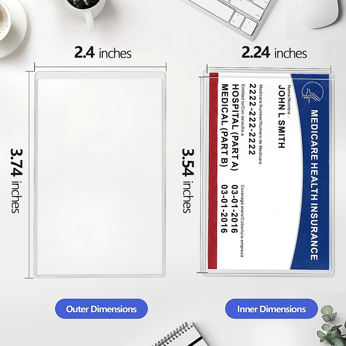 MaxGear New Medicare Card Holder Protector Sleeves 6 Pack, 12 Mil Clear PVC Water Resistant Medicare Card Protectors Sleeves for New Medicare Card, Business Cards, Social Security Card Protector
