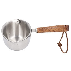 Fdit Dual Spout Warmer, Stainless Steel Mini Melting Pot with Wooden Handle, Multifunction Milk Pot Chocolate Melting Pan for Kitchen (120ML)