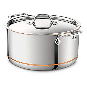All-Clad Copper Core 5-Ply Stainless Steel Stockpot 8 Quart Induction Oven Broiler Safe 600F Pots and Pans, Cookware Silver