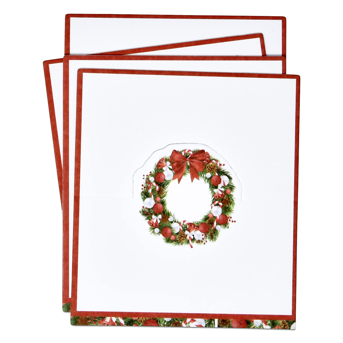 Gift Boutique 100 Pack Christmas Place Cards Holiday Seating Name Card Die Cut Xmas Wreath Table Setting Folded Paper Tent Cards for Dinner Wedding Tables Placement Party Decorations 2" x 3.5"