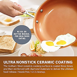 Gotham Steel 8-Piece Kitchen Set with Non-Stick Ti-Cerama Copper Coating by Chef Daniel Green - Includes Skillets, Fry Pans, Stock Pots and Sauce Pan