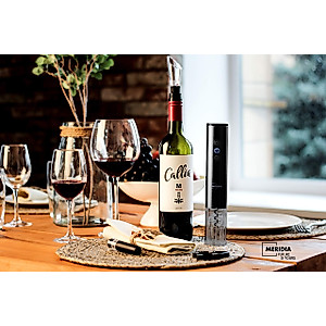 Meridia Electric Wine Opener Set with Charger - Automatic Rechargeable Bottle Corkscrew - Foil Cutter, Aerator Pourer, Vacuum Wine Stopper - Housewarming, Father’s Day & Birthday Gift
