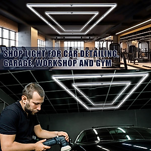 VIHOSE 1 Set Garage LED Light Ceiling Lights Car Detailing Ceiling LED Light Suitable for Garage Workshop Basement Warehouse Gym (2 Rectangles)