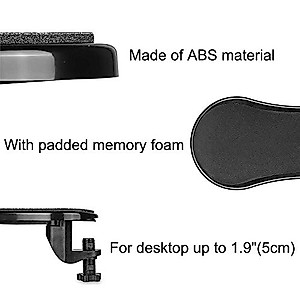 SZYAN Computer Arm Rest for Desk, Adjustable Arm Rest Support for Computer Desk Ergonomic Arm Rest Extender Rotating Mouse Pad Holder for Table, Office, Chair, Desk, Black