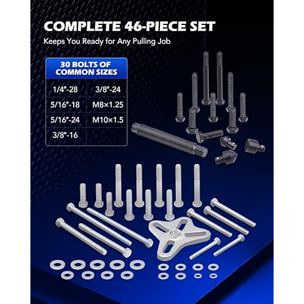 Orion Motor Tech Harmonic Balancer Puller Kit, Power Steering Pulley Puller Installer Tool Set, Automotive Steering Wheel Puller Tool Kit, Flange Type Gear and Crank Puller Set