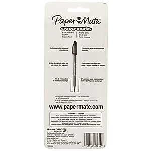 Papermate Erasermate Medium Point (1.0 mm) Black Erasable Ballpoint Pens (Pack of 12 Pens)
