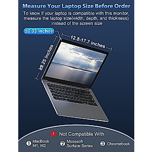 FOPO 15-inch Laptop Monitor Extender, 1080P Full HD Triple Portable Monitor with USB-C/HDMI, Plug and Play Dual Monitor for 15-17.3" Laptop with Windows/Mac(Only for M1 Max/M1 Pro)/Switch - S17