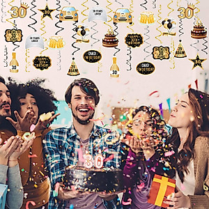 Tifeson 30th Birthday Decorations Hanging Swirls - 36 Pcs Dirty 30 Birthday Party Swirls - Happy 30th Birthday Party Decoration Supplies