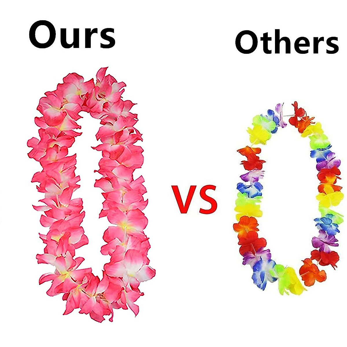 Thicken 41 Inch Pink Hawaiian Leis for Graduation Party, Dance Party, Photo Prop in Outdoors (12 Pcs)