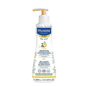 Mustela Baby Nourishing Cleansing Gel – Hair & Body Wash for Dry Skin - with Natural Avocado, Cold Cream & Beeswax - 10.14 fl. oz.