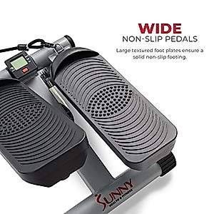 Sunny Health & Fitness Mini Stepper with Resistance Bands, Black