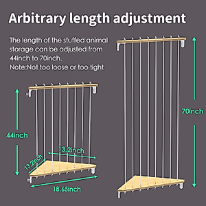 KSXLIUC Stuffed Animal Storage Wood Corner Plush Toys Holder, 2-in-1 Splice and Length Adjustable Hanging Stuffed Animal Toy Organizer Shelf for Nursery Kid Room Play Room Bedroom (2PCS)