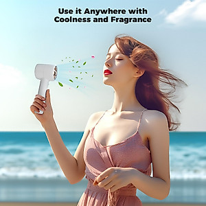 Elingmor Handheld Fan with Aromatherapy,Small Cooling USB Rechargeable Personal Turbo Fan,Quiet Mini Portable Hand Fan,3 Speeds Battery Operated Fan&Desk Base for Travel,Outdoors,Home,Office（White）