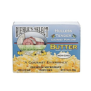 Riehle's Select Popping Corn Hulless Butter Microwave Popcorn, 3Count.