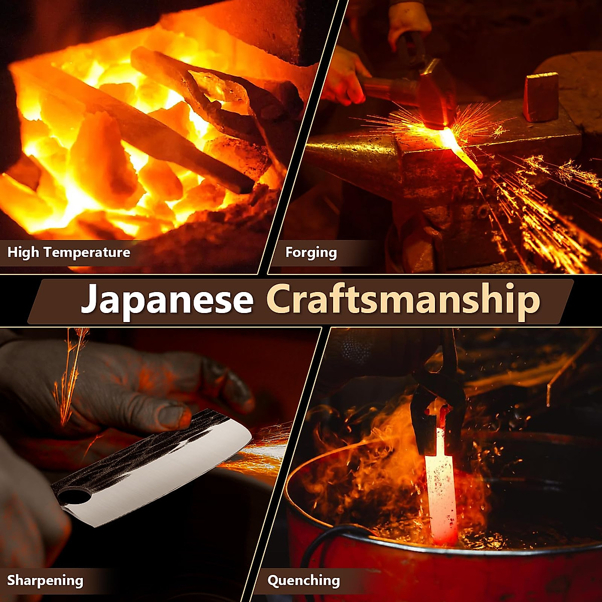 Huusk Meat Cleaver Knife 7 Inch Bundle With Nakiri Knife Vegetable Cleaver