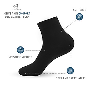 SERISIMPLE Viscose Bamboo Men sock Breathable Sock Quarter Thin Ankle High Sock Comfort Cool soft Sock 5 Pairs (Large, Black)
