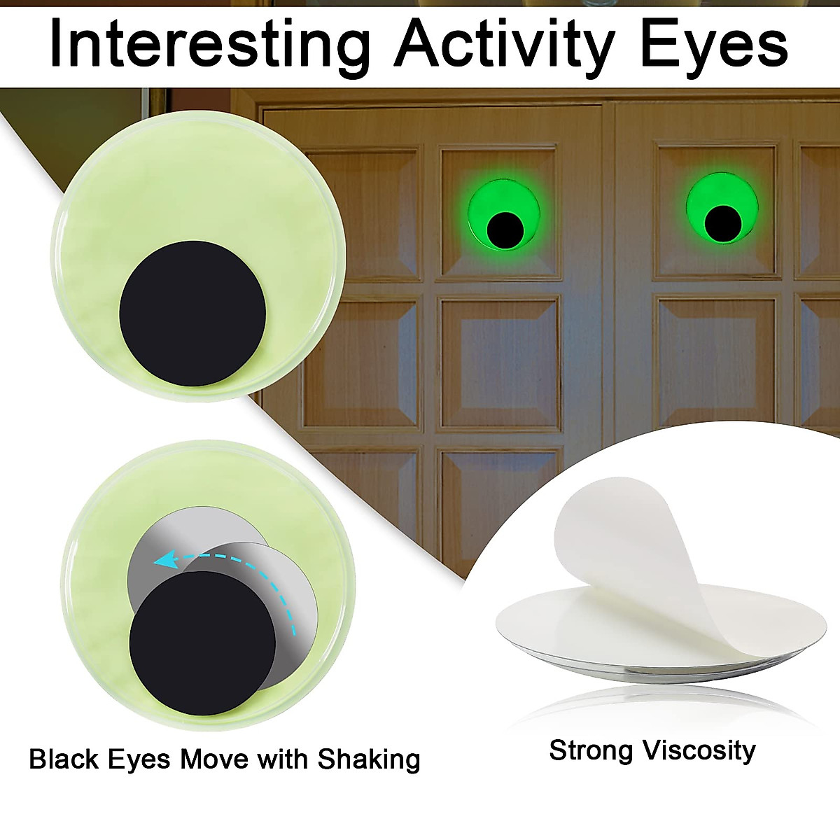 PETKNOWS Glow in The Dark Googly Eyes - Self Adhesive Craft Sticker, Large Sticky Eyes in 2", 3", 4" for DIY Decoration