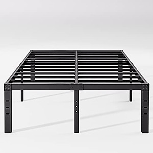 Neslime 18 Inch Full Size Bed Frame No Box Spring Needed, Heavy Duty Metal Platform Bed Frame Full for Heavy People, Easy Assembly, Noise Free, Black