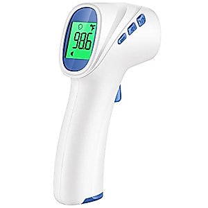 Touchless Thermometer for Adults, Digital Infrared Thermometer Gun with Fever Alarm, Forehead and Object 2 in 1 Mode, Fast Accurate Results (White)