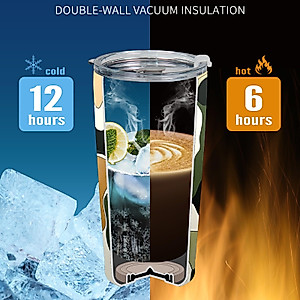 QWEUIOP 20oz Insulated Travel Coffee Mug Black Green Camouflage Pattern Stainless Steel Tumbler with Lid Double Wall Vacuum Coffee Cup For Hot and Cold Drinks14187