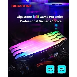 【RGB DDR4 RAM】 GIGSASTONE Game PRO 32GB Kit (2x16GB) DDR4-3200MHz PC4-25600 CL16-20-20-40 Intel XMP 2.0 AMD Ryzen 1.35V UDIMM 288 Pin Unbuffered Non ECC High Performance Gaming Desktop Memory - Black