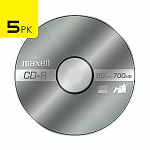 Maxell – 648220, Premium Quality Noise free Surface Playback Recordable CDs 700Mb Storage – 2x to 48x, Write Speed with 80 minutes - Blank CDs, CD Storage & Reusable Spindle Case Holder - 5 Pack