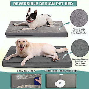 Waterproof Small Dog Bed Crate Pad 24 inch, Washable Puppy Bed Orthopedic with Removable Cover Reversible, Foam Dogs Bed, Cat Bed Kennel Pad 23" x17, Anti-Slip Bottom, Gray