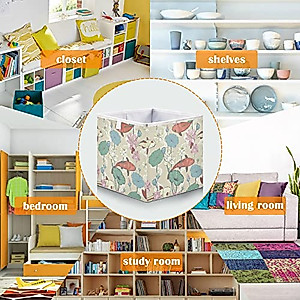 Kigai Lotuses and Carps Pattern Open Home Storage Bins for Home Organization and Storage, Collapsible Closet Storage Bins, 15.75"L x 10.63"W x 6.96"H