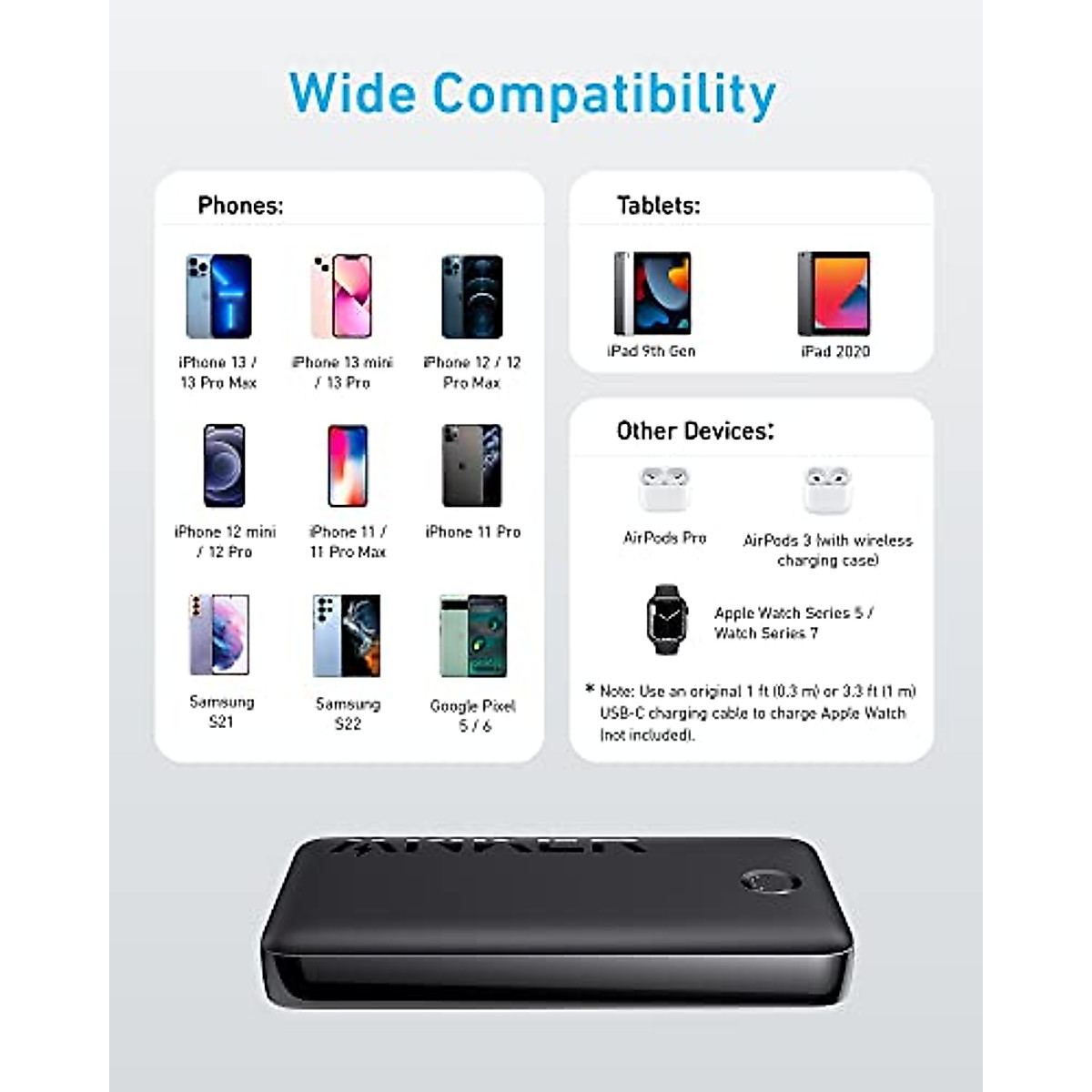 Anker Power Bank, 20,000mAh Portable Charger with USB-C Fast Charging, Works for iPhone 15/15 Plus/15 Pro/15 Pro Max, iPhone 14/13/12 Series, Samsung, iPad Pro, AirPods, Apple Watch, and More