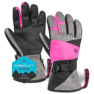 Tough Outdoors Women's Ski Gloves - Womens Snow Gloves - Winter Waterproof Snow Gloves - Adult Snow Gloves - Ladies Snowboarding Gloves