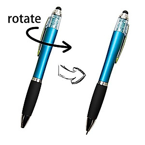 MiSiBao Stylus Pens for Touch Screens, Medium Point Pens with Crystals for Women and Kids Black Ink Pen with Stylus Ballpoint Pens with Comfort Grip for The Ipad (Style-5 Count+3 Refills)