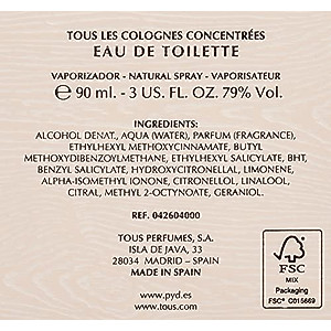 TOUS LES COLOGNES WOMAN 90ML EDT, 3/concentrate edt spray 3 Ounce (2016 edition), clear