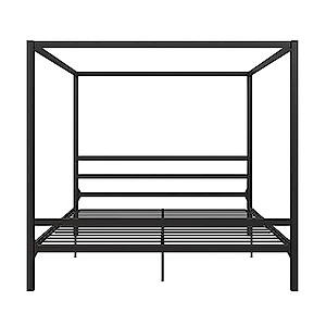 DHP Modern Metal Canopy Platform Bed with Minimalist Headboard and Four Poster Design, Underbed Storage Space, No Box Spring Needed, King, Black