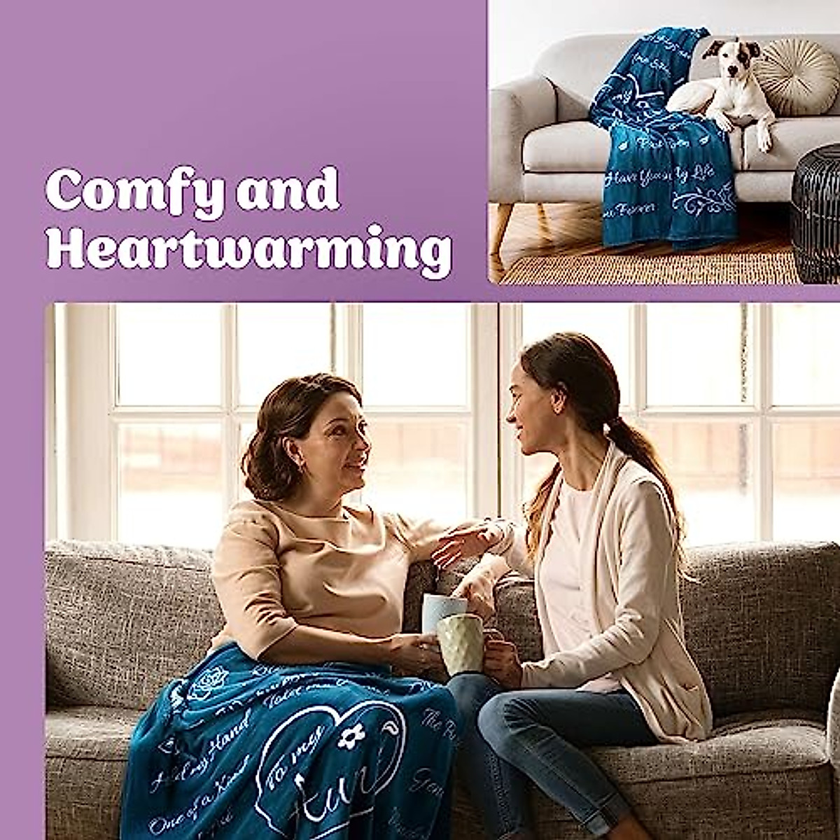 ButterTree Gifts for Aunts, Aunt Blankets from Niece, Gift for Aunt, Auntie Gifts, Auntie Gifts from Nephew, Blanket for Aunt, Auntie Gifts from Niece in Coral Blue 65"x50"