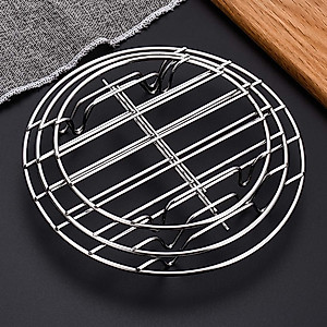 3 Pack Cooling Steaming Cake Rack, 6/7/8 inch round cooling rack, Stainless Steel Round Rack, for Air Fryer/Stockpot/Pressure Cooker/Round Cake Pan, Healthy & Dishwasher Safe