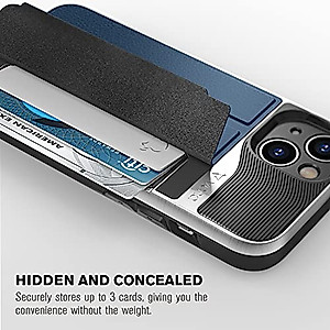 VENA Wallet Case Compatible with Apple iPhone 13 (6.1"-inch), vCommute (Military Grade Drop Protection) Flip Leather Cover Card Slot Holder with Kickstand (Blue)