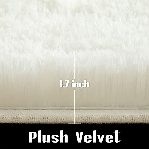Jelymark Super Soft Shaggy Rug for Bedroom, 8x10 Feet Fluffy Carpet for Living Room, Fuzzy Indoor Plush Area Rug for Home Decor, Furry Floor Rugs for Dorm, Kids Nursery Rug for Girls, Cream White