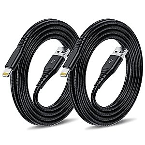 iPhone Charger Cable 10 ft (2Pack), [Apple MFi Certified] Extra Long 10 Foot Lightning Cable, 10 feet iPhone Charger Fast Charging Cord for iPhone 13 12 11 Pro Max XR XS X 8 7 6 Plus SE iPad-Black