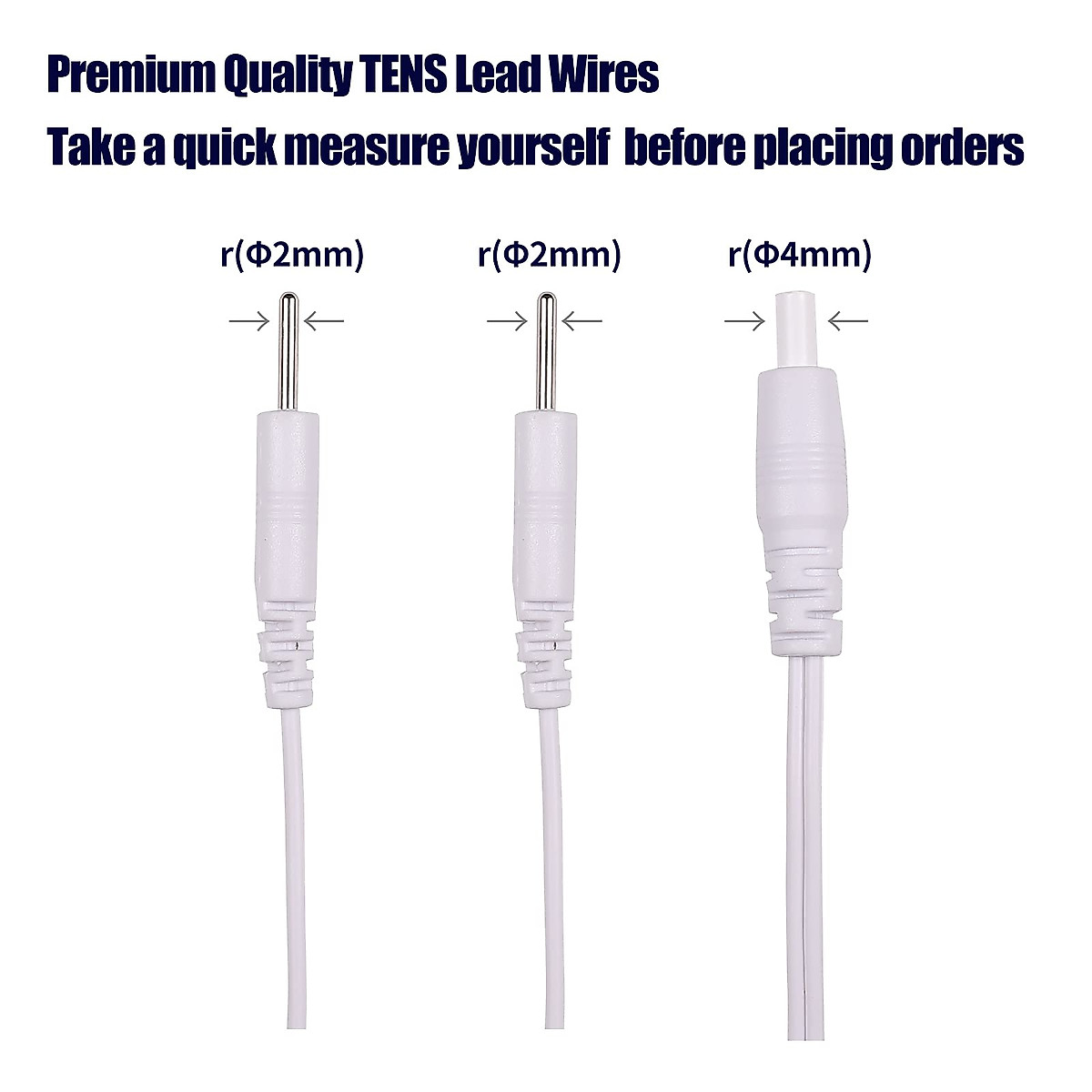 2 Count TENS Wires Pin Electrode Wires for TENS Unit Electrodes Cords Lead Wires TENS Cable