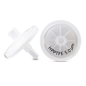 PTFE Syringe Filters [Wettability: Hydrophilic] 25mm Diameter 5.0 μm Pore Size Laboratory Filtration by Allpure Biotechnology (Pack of 100) (Hydrophilic PTFE, 5.0 μm)