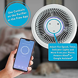 Comfort Zone Clean HEPA Air Purifier with WiFi App Control - Smart Air Filter & Cleaner - Remove Dust, Odor, Pollen - Compact Ionizer with Timer & Night Light, Covers 150 sq. ft.