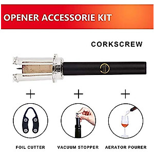 Air Pressure Pump Bottle Opener With Foil Cutter,Aerator Pourer,Vacuum Stopper(4PCS),Simple Cork Remover ,Efficient Corkscrew Bottle Opener,Great For Wine Lovers,Perfect Wine Gift.