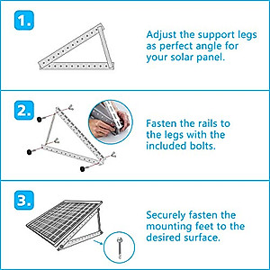 Air Jade Adjustable Solar Panel Tilt Mount Brackets, 28in Solar Panel Stand with Foldable Tilt Legs for RV, Boat, Roof, and Off-Grid, Supports up to 200W