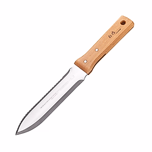Nisaku NJP6510 Namibagata Hori Weeding & Digging Knife Japanese 7.25 Blade, 6-Inch, Includes Weather Resistant Hard Plastic Sheath, Stainless Steel/Wood Handle