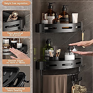 FAYYGYH Corner Shower Caddy, Bathroom Shower Basket, Adhesive Wall Mounted Shelves With Movable Hooks,Stainless Steel Bath Bathroom Kitchen Storage Shower Organizers, 2 Pack(gun Grey)