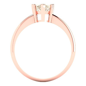 Clara Pucci 1.9ct Pear Cut Solitaire Genuine Natural Morganite Wedding Bridal Designer art deco Anniversary Ring 14k Rose Gold for Women