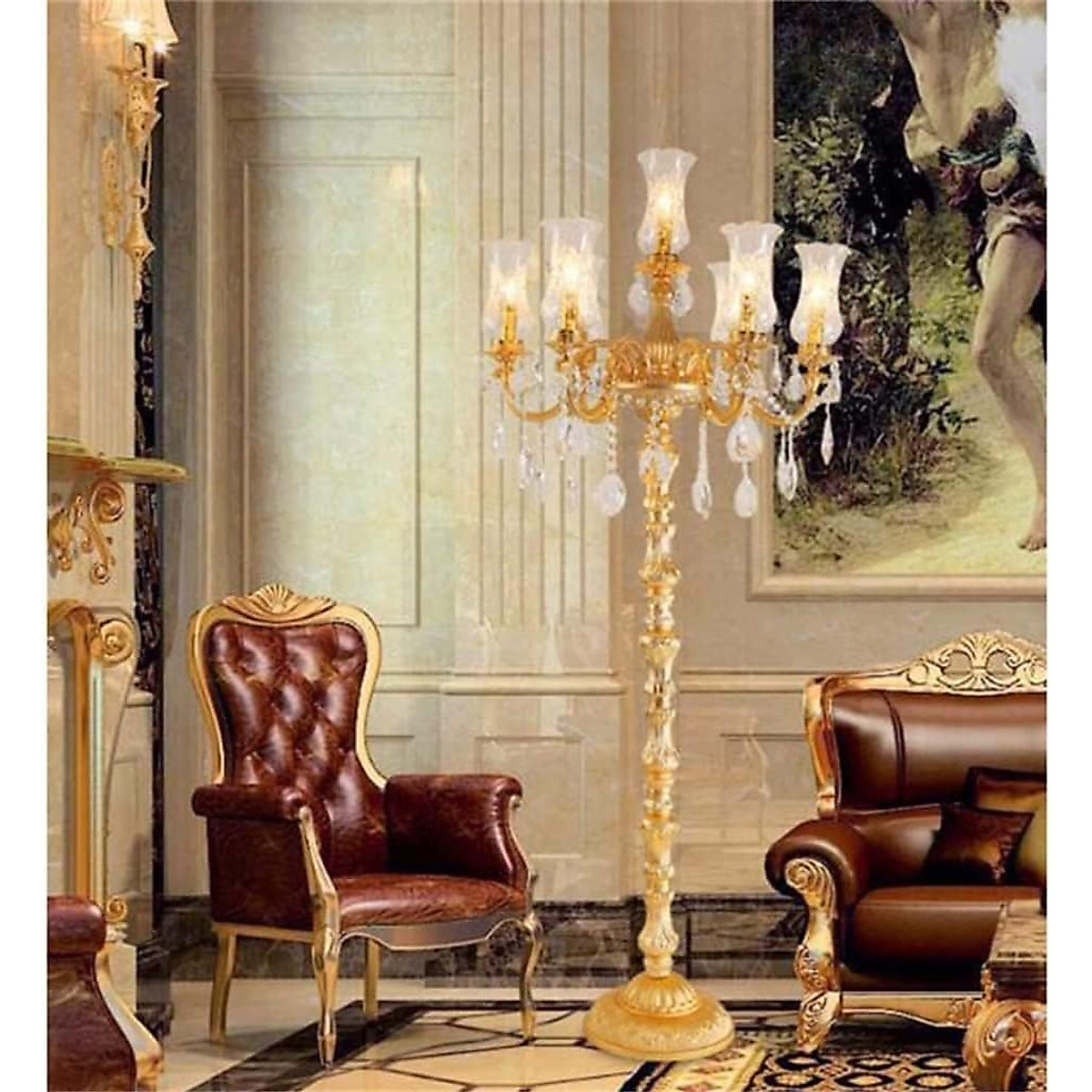 AQUETI Floor Light Standing Lamp Floor Lamp Glass Lampshade Standing Floor Light for Living Room Floor Lamp Lustre Floor Lamp Standing Light