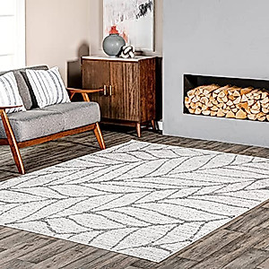 nuLOOM Leaves Abstract Area Rug, 5' x 8', Light Grey