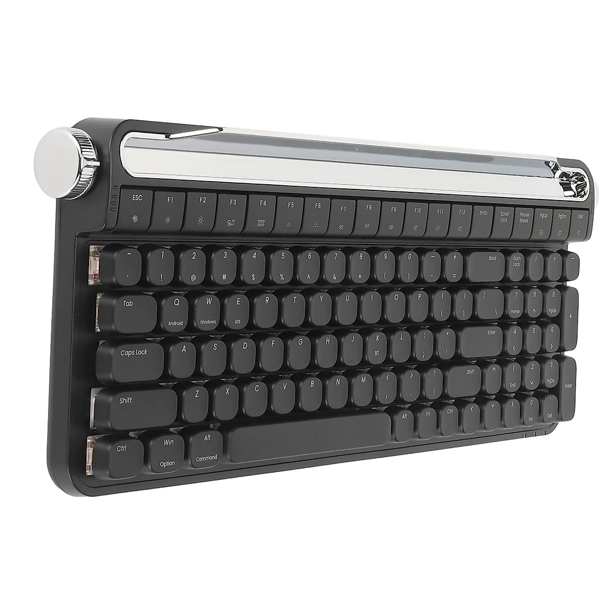TOPINCN Typewriter Keyboard, 1500mAh Battery Dual Connection Modes Red Switch Retro Bluetooth Mechanical Keyboard with Keypad for Gaming (Black)